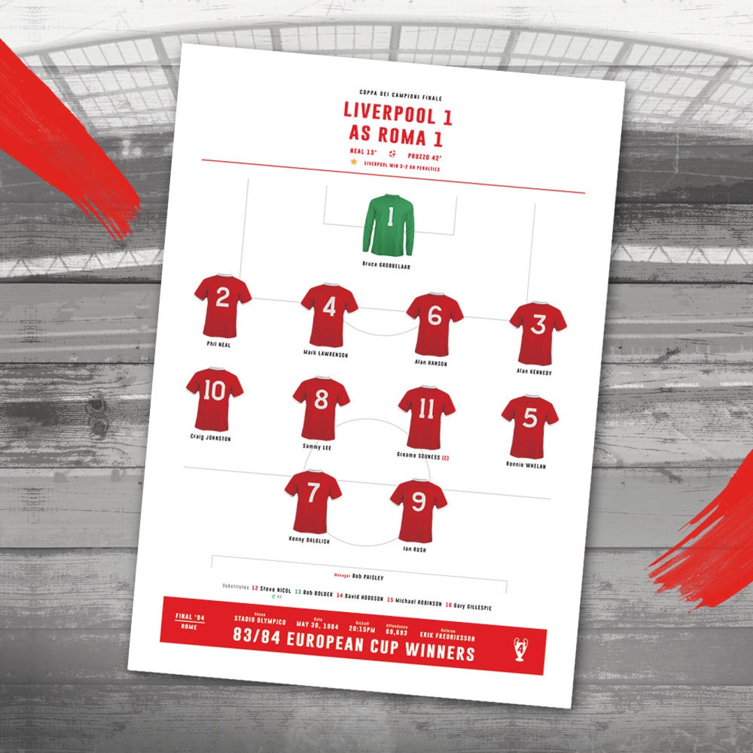 1984 - Liverpool V Roma European Cup Final 1984 Presentation Print ...