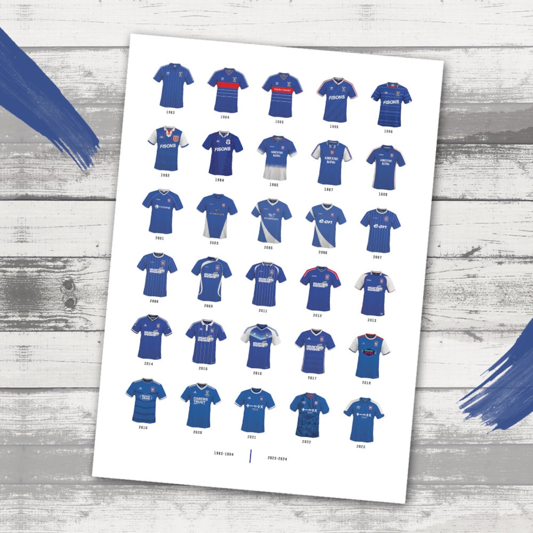 2023 Ipswich Town Football Shirt History Print 2023 Presentation Print ...