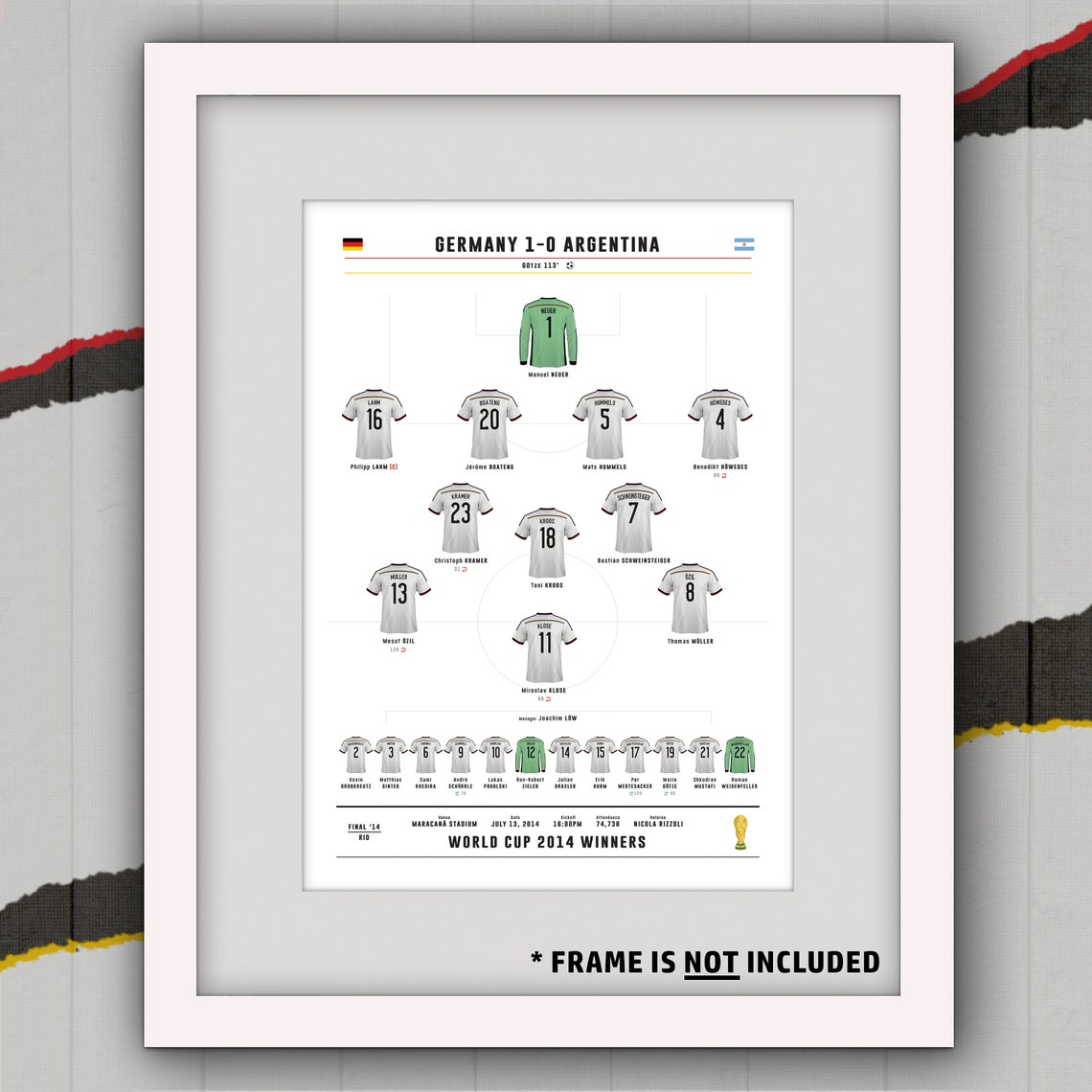 2014 Germany V Argentina World Cup Final Team Line up - Etsy UK