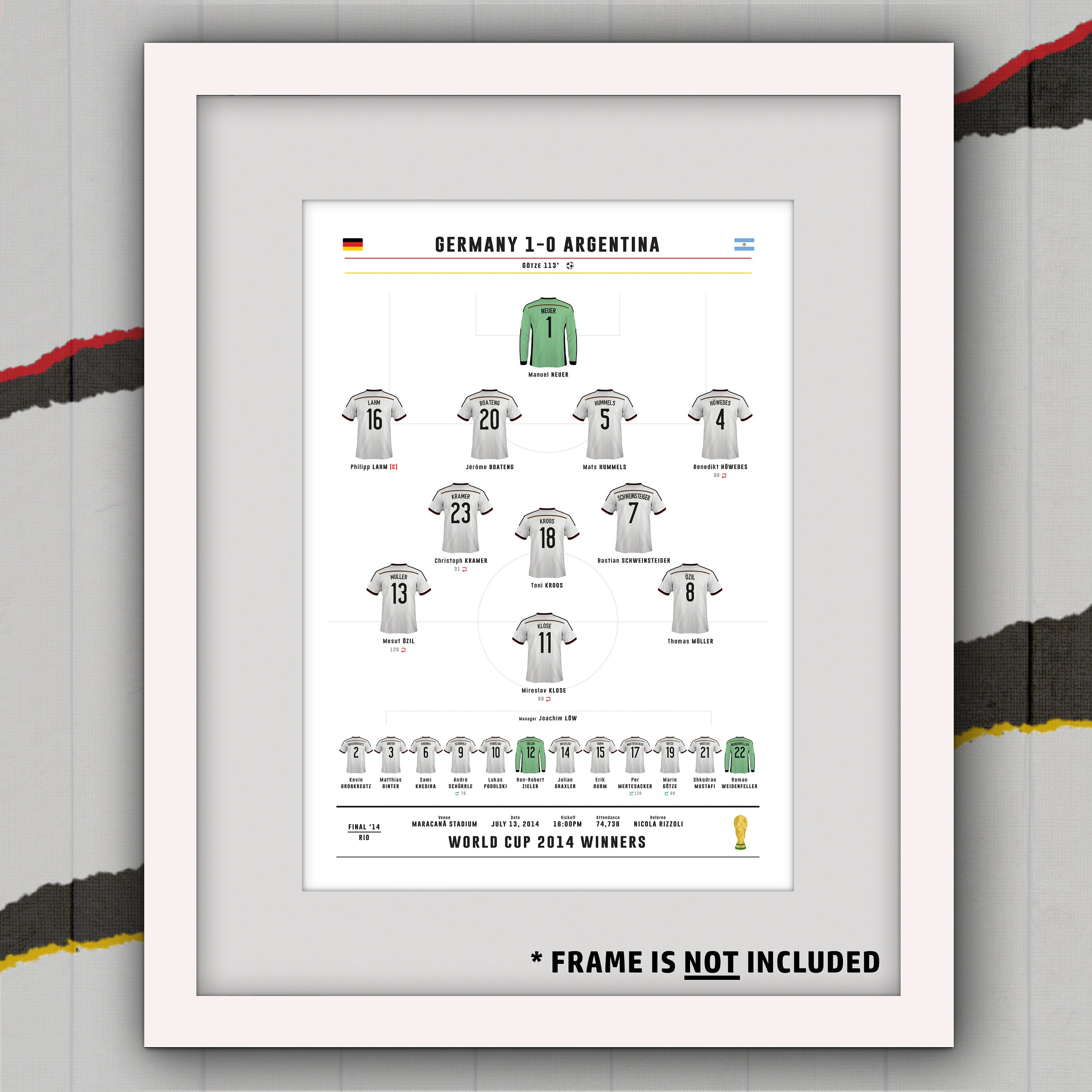 2014 Germany V Argentina World Cup Final Team Line up - Etsy UK
