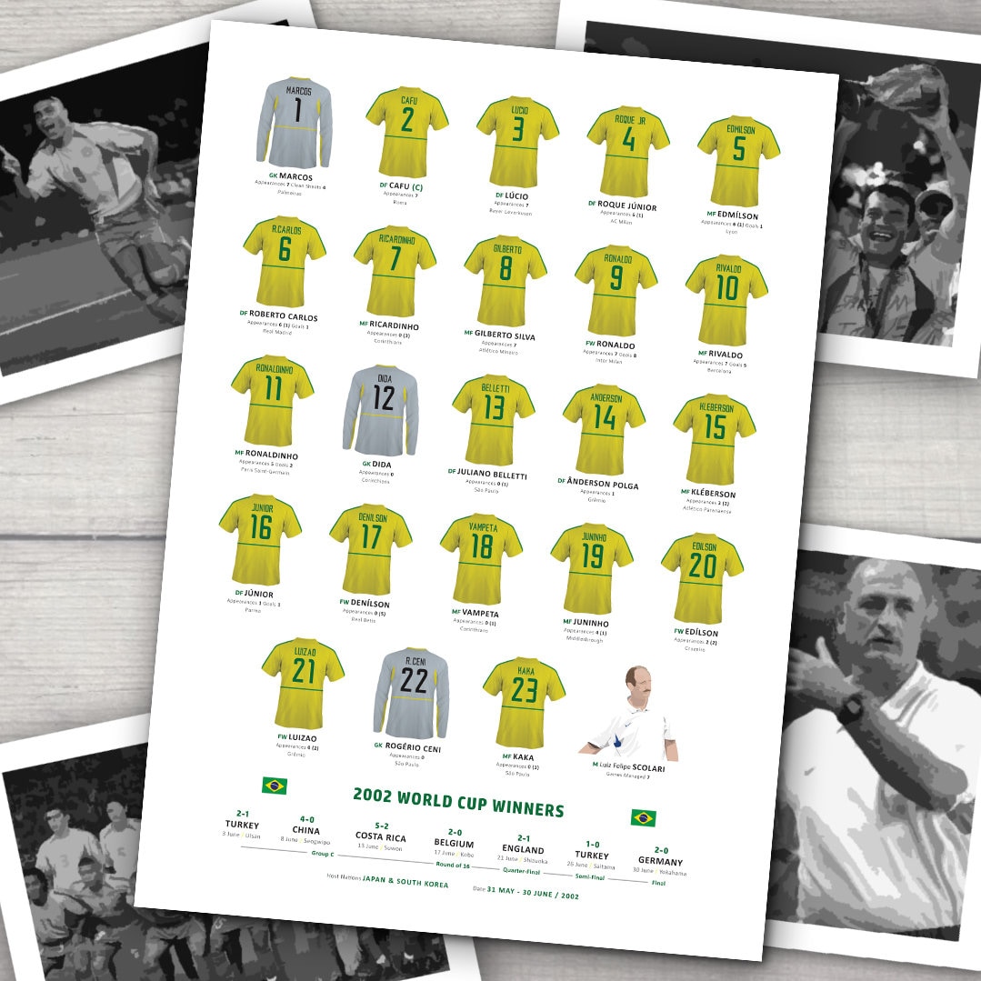 2002 - Brazil World Cup 2002 Squad Presentation Print - Etsy UK