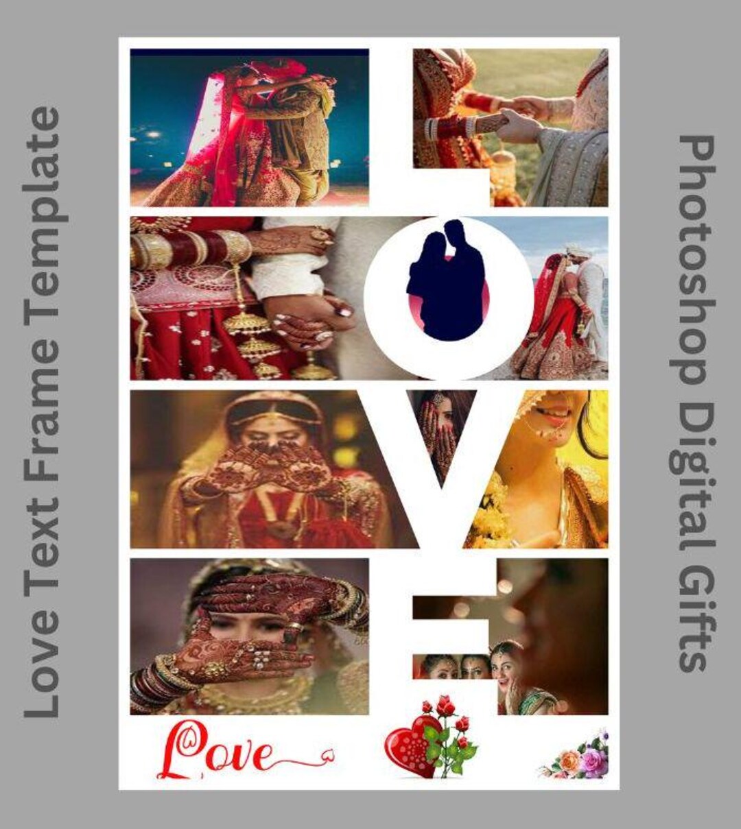 Digital College Love Frame PSD in Photoshop, Valentines Day Frame ...