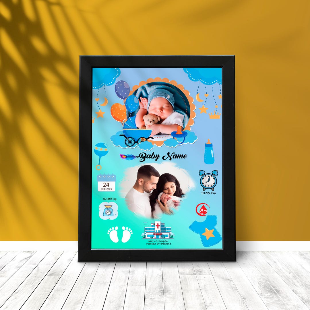 Baby Birth Templates, PSD Baby Frame Templates, Baby Boy Birth ...