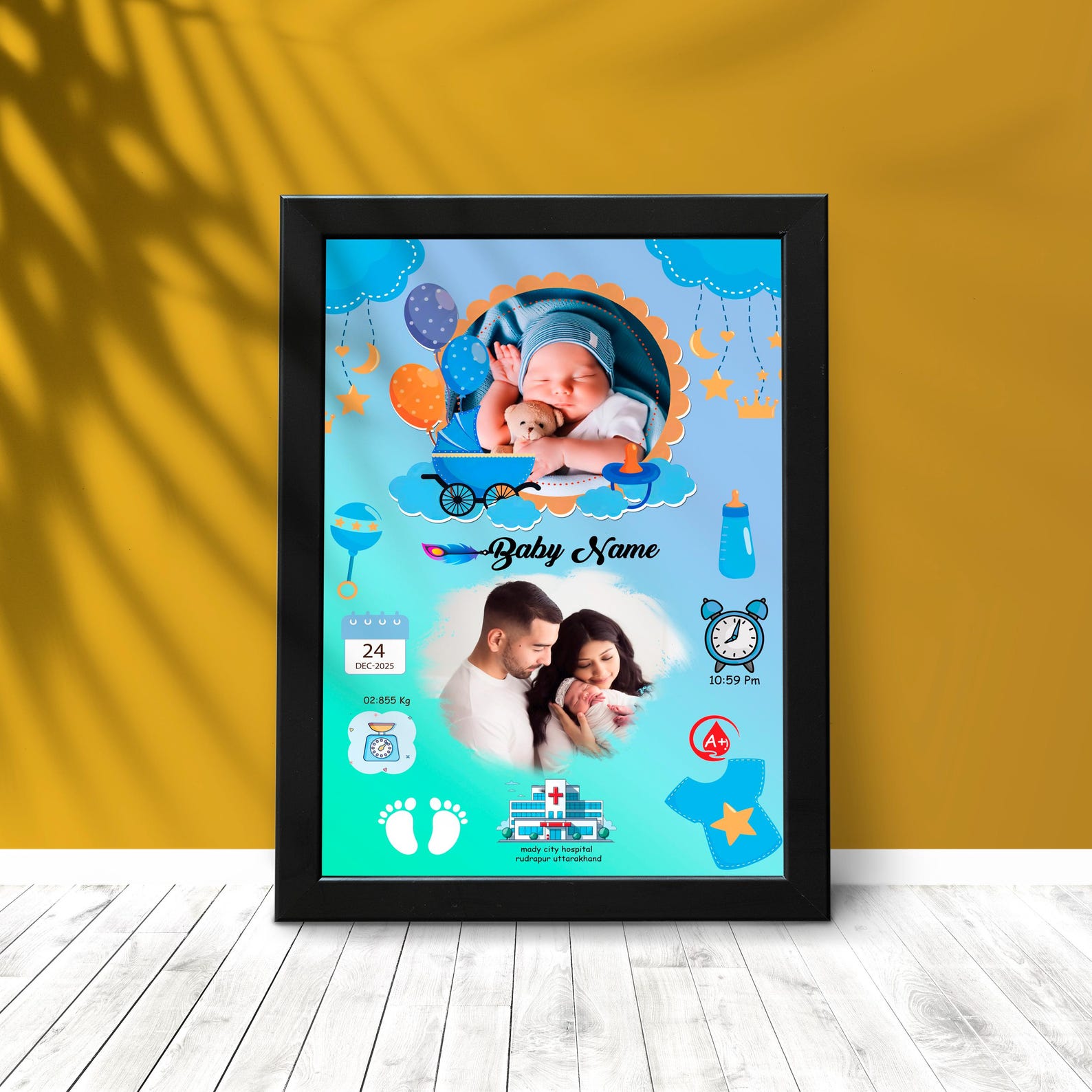 Baby Birth Templates, PSD Baby Frame Templates, Baby Boy Birth ...