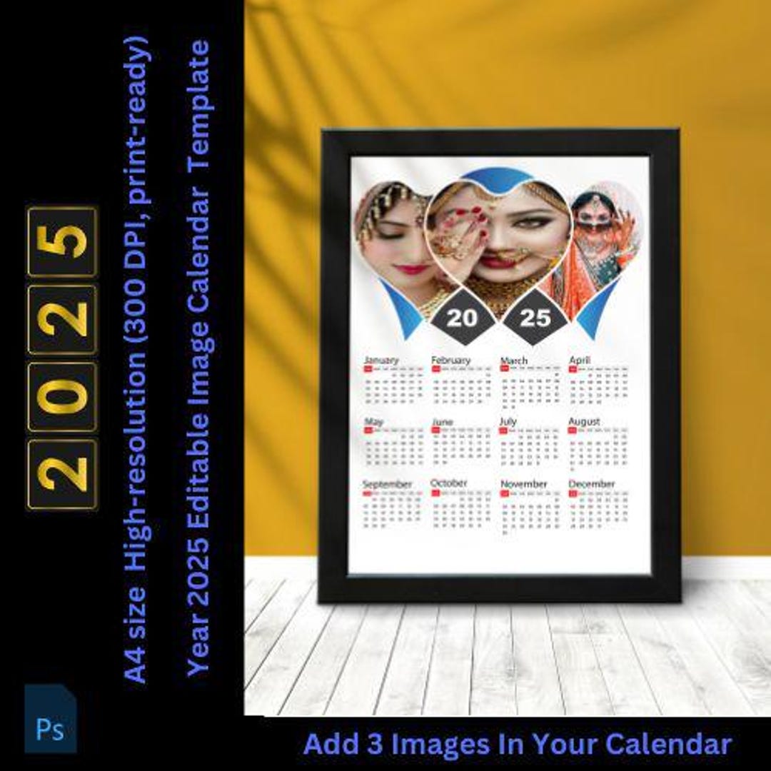 Photo Calendar Template 2025, A4 Calendar Template, 2025 Calendar ...