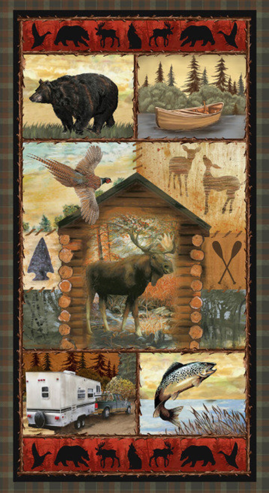 Wilderness Trail Panel 2444 in Animal Cabin Goose by Ed Wargo for Blank ...