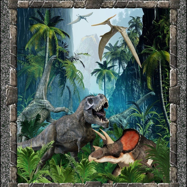Dinosaur Quilt Panel - Etsy