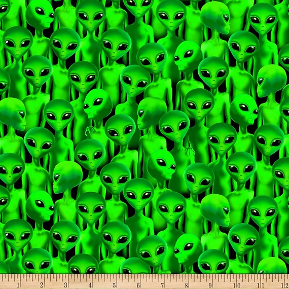 Aliens Green Digital by Timeless Treasures 44 Inches Wide - Etsy
