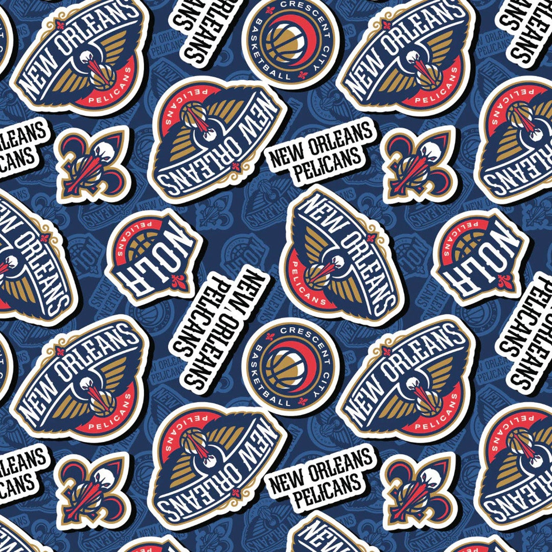 New Orleans Pelicans NBA 2023 Sticker Toss in Navy by Camelot Fabrics ...