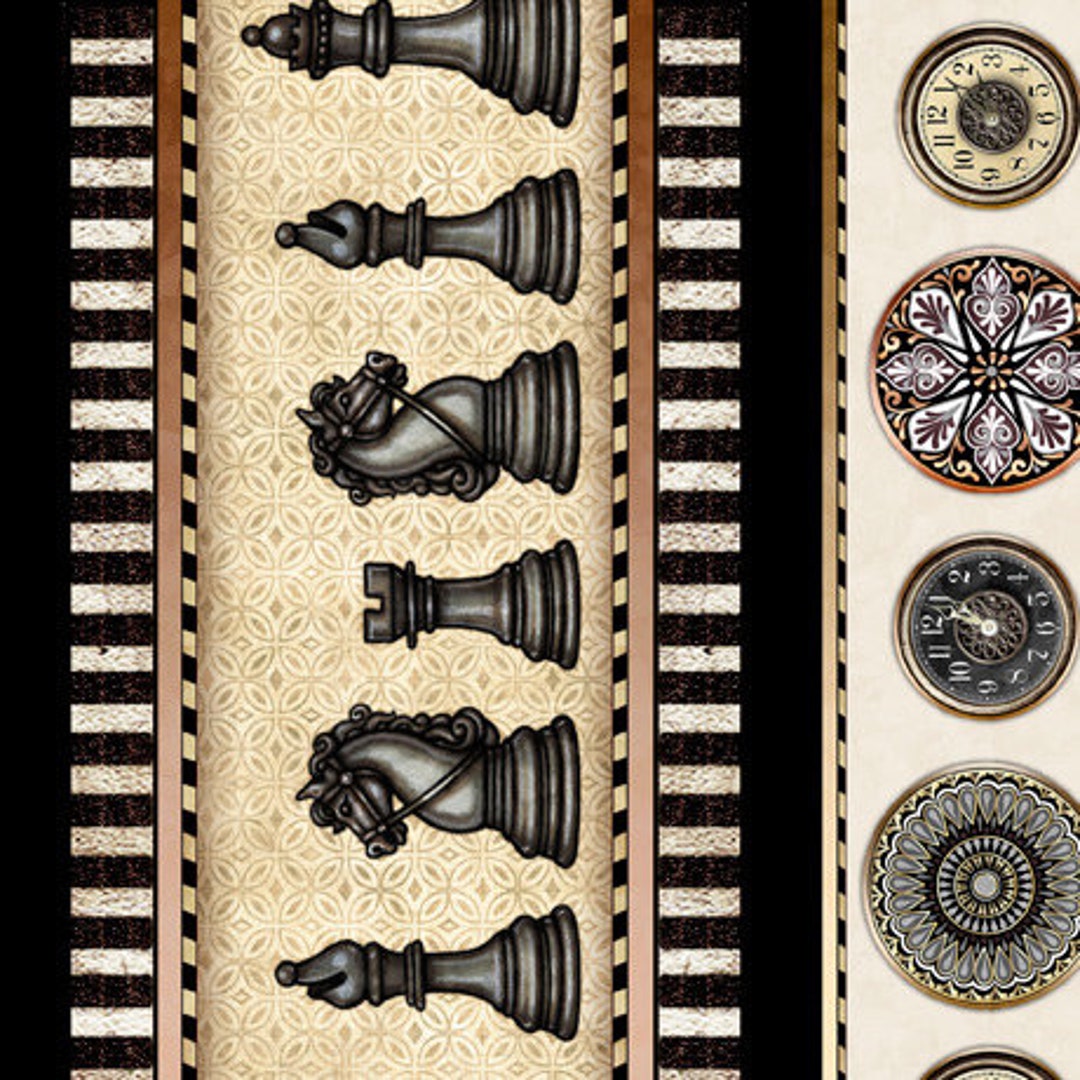 Checkmate Chess Stripe in Beige by Dan Morris for Quilting - Etsy