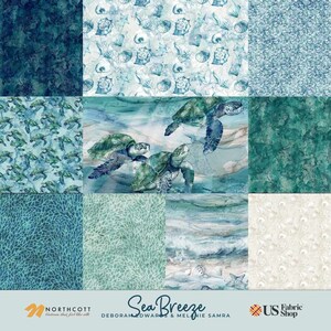 Sea Breeze Shells Starfish Texture Bag Panel 24x44 in Multi by Deborah Edwards for Northcott ...