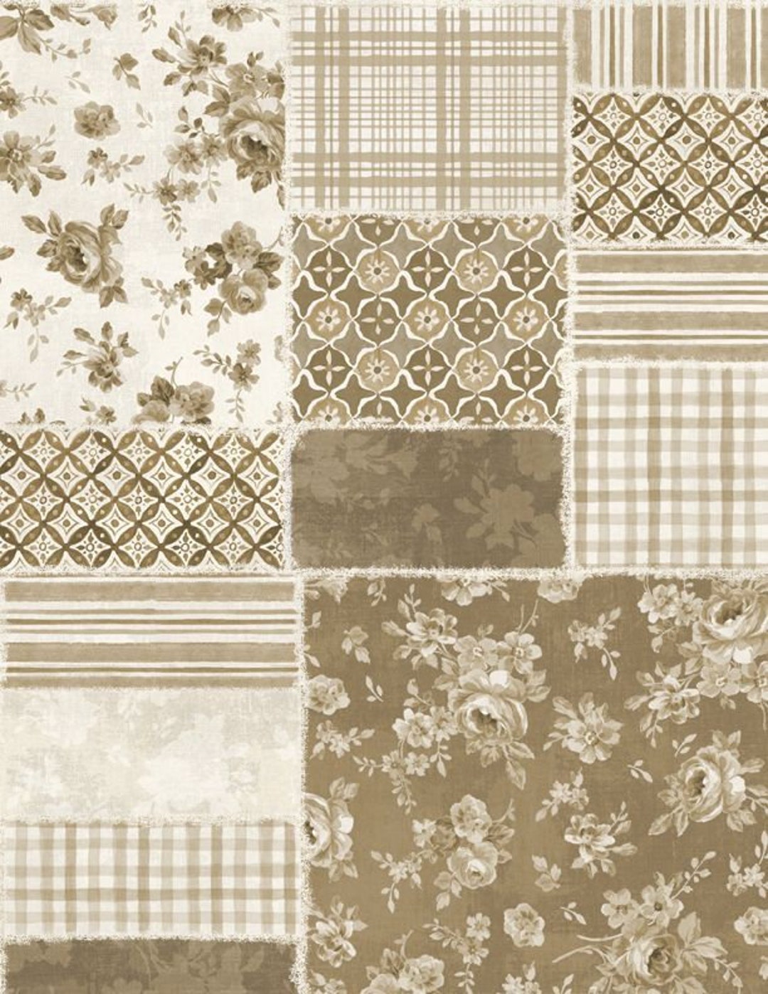 Patchwork in Brown Wide Backing by Wilmington Prints 108 - Etsy