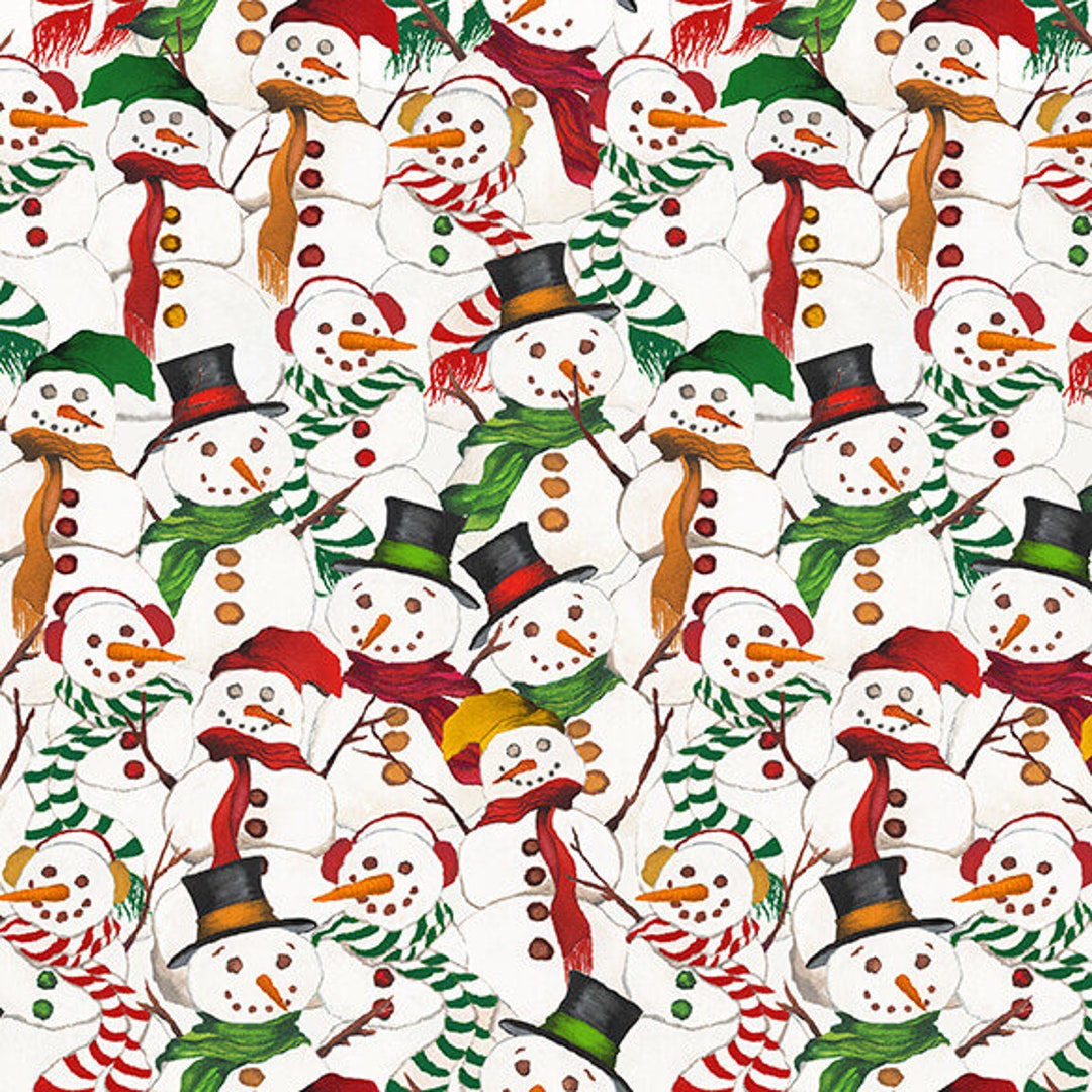 Wintry Mix Snowman Collage by Elizabeth Medley for Blank Quilting 44 ...