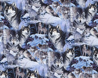 Wolf Cotton Fabric | Etsy