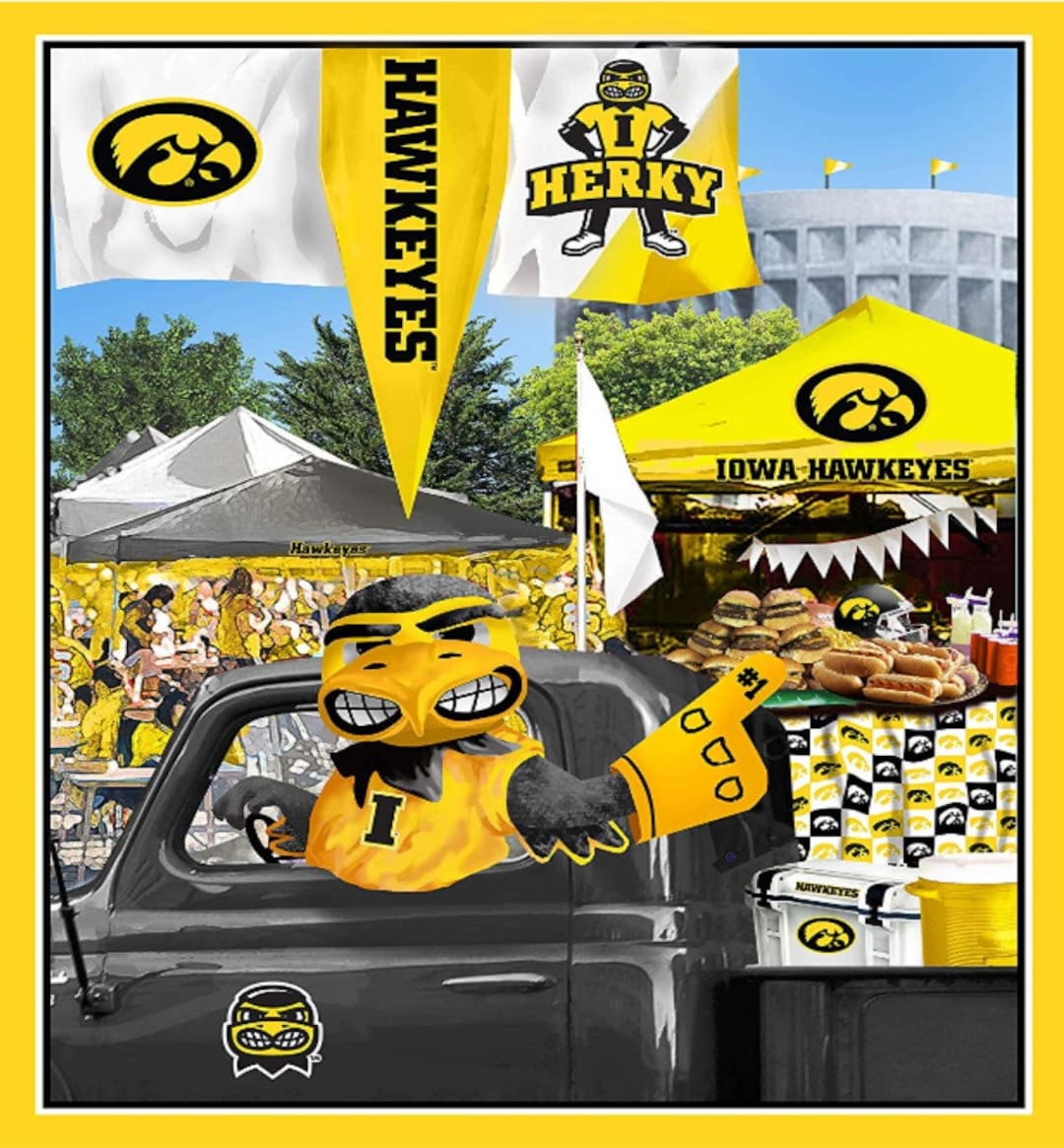 Iowa Hawkeyes NCAA Tailgate Panel Design 43 Inches Wide 100% Cotton ...