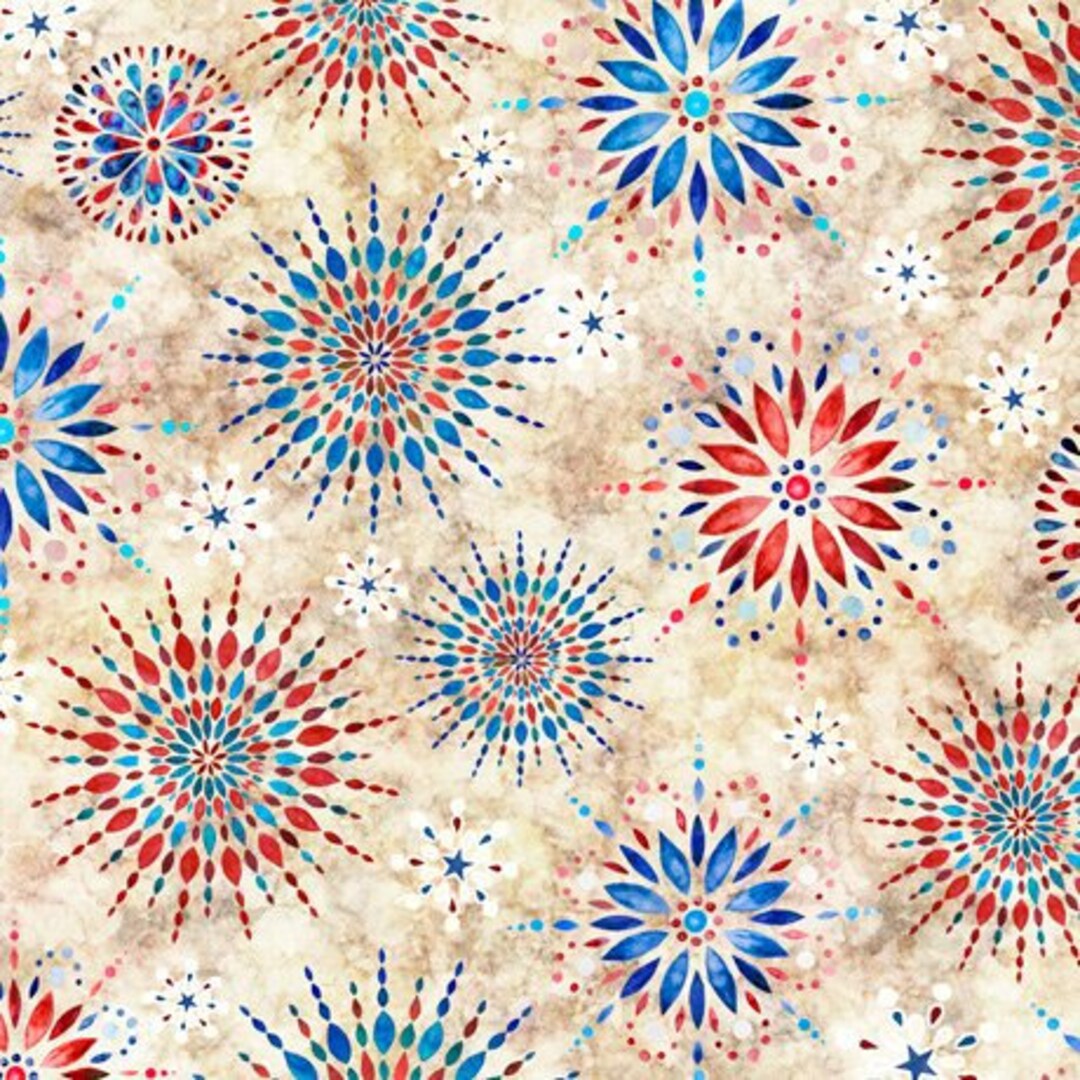 Liberty Glory Freedom Patriotic Medallion Burst in Cream Dan Morris for ...