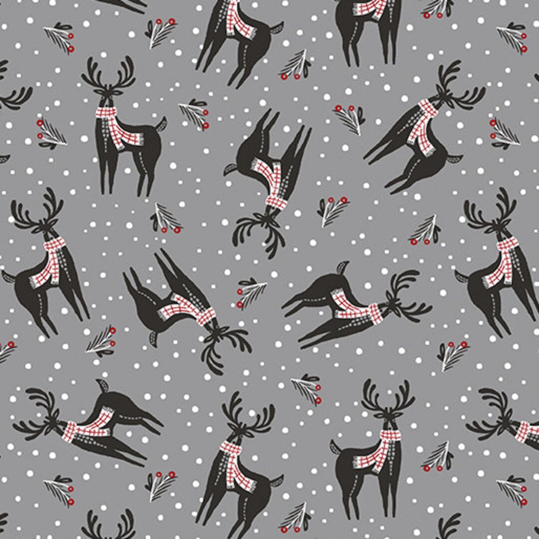 Woodland Magic Deer in Grey by Jessica Flick for Benartex 44 Inches ...