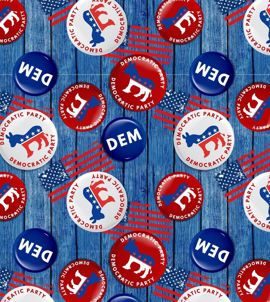 Democratic Button Patriotic Design by David Textiles 44 Inches - Etsy