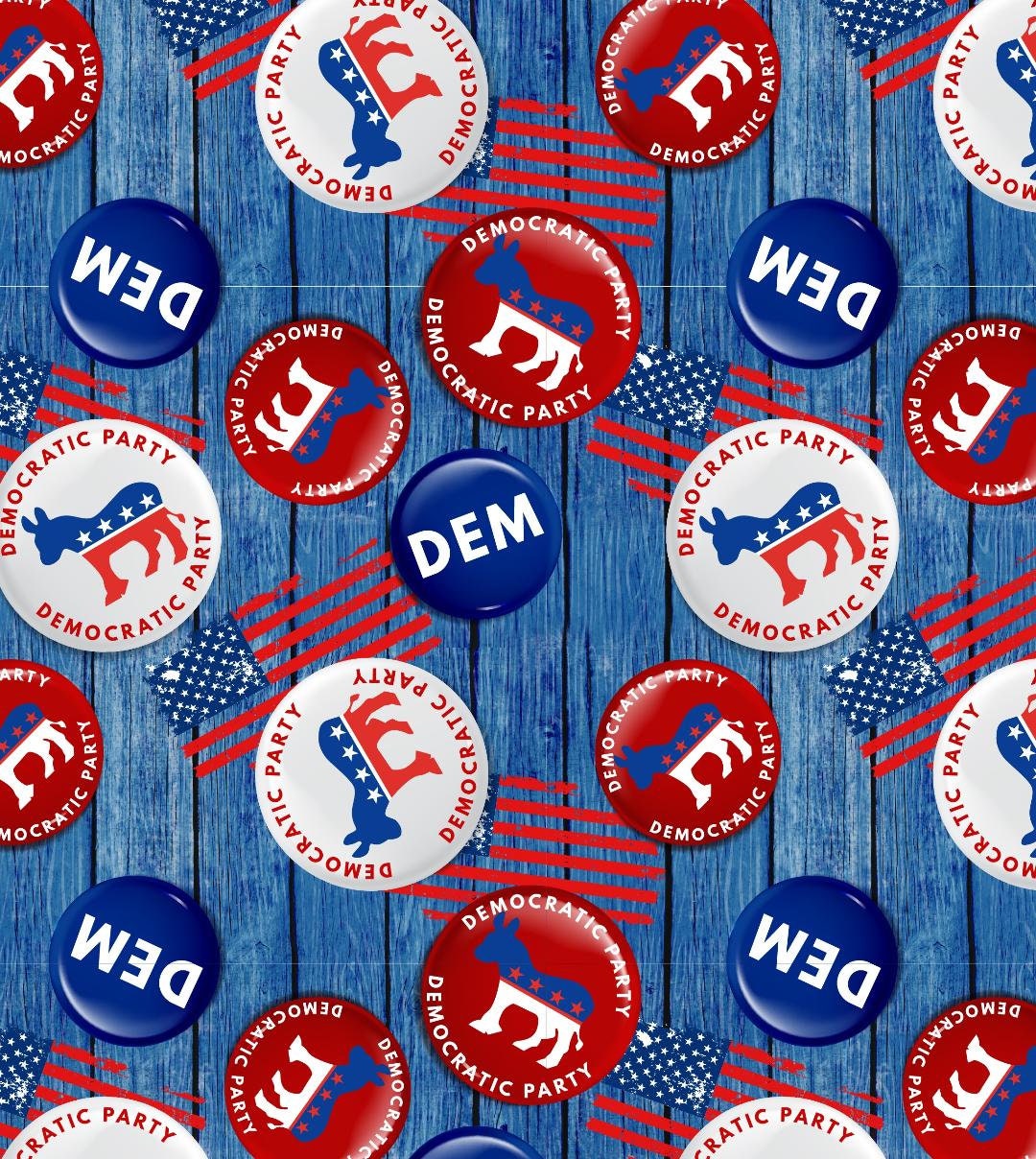 Democratic Button Patriotic design by David Textiles 44 inches | Etsy