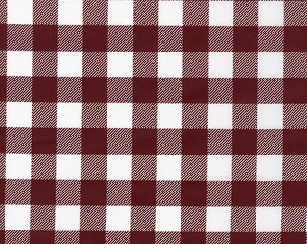 Burgundy Check Fabric - Etsy