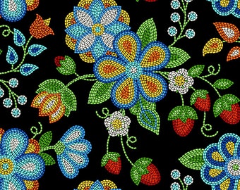 Jewelry & Beauty Native American Woodland Beaded Design Fabric Panel ...