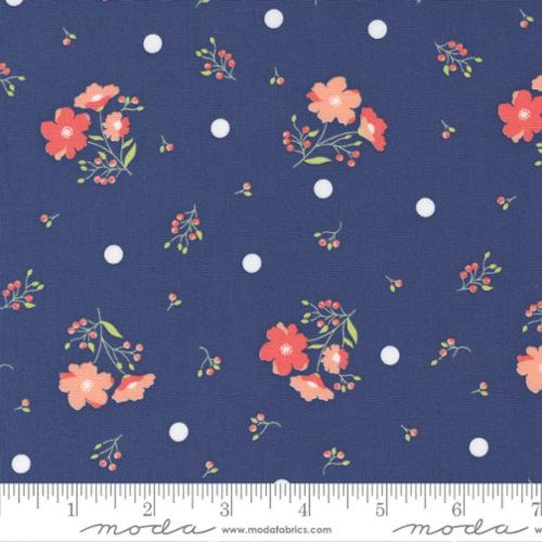 Sunwashed Midnight Blue Summer Soiree Small Floral Dots Corey Yoder ...