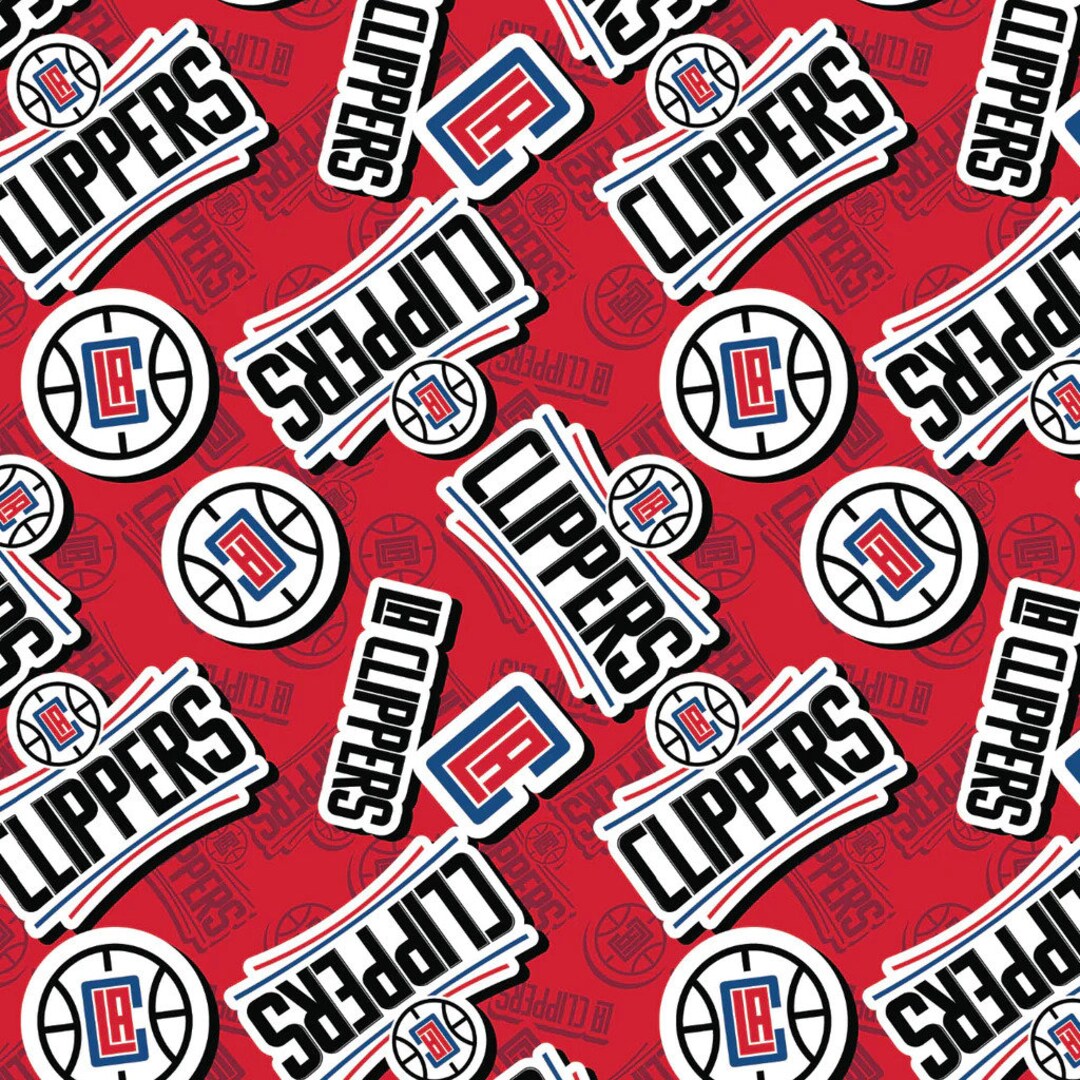 Los Angeles Clippers NBA 2023 Sticker Toss in Red by Camelot Fabrics 44 ...