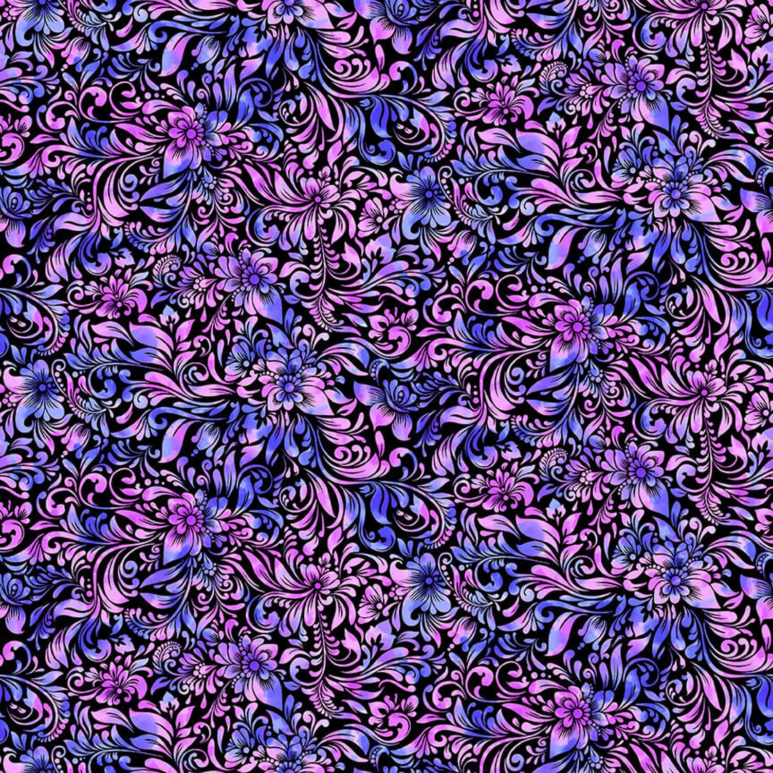 Sunrise Garden Scrolly Flower in Blue by Satin Moon for Blank - Etsy