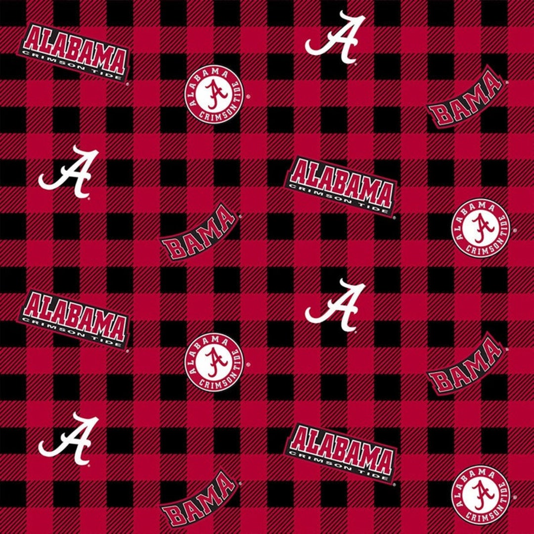 Alabama Crimson Tide NCAA Bama Buffalo Plaid Design 43 Inches Wide 100% ...