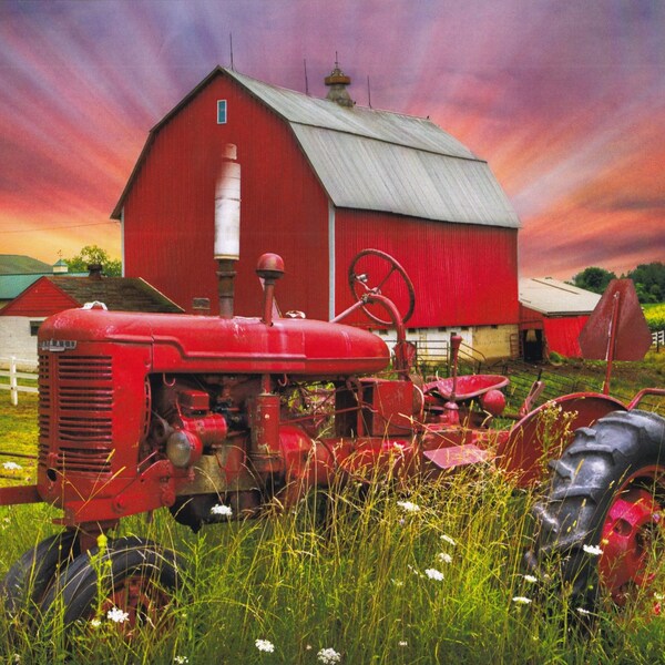 Tractor Quilt Panel - Etsy