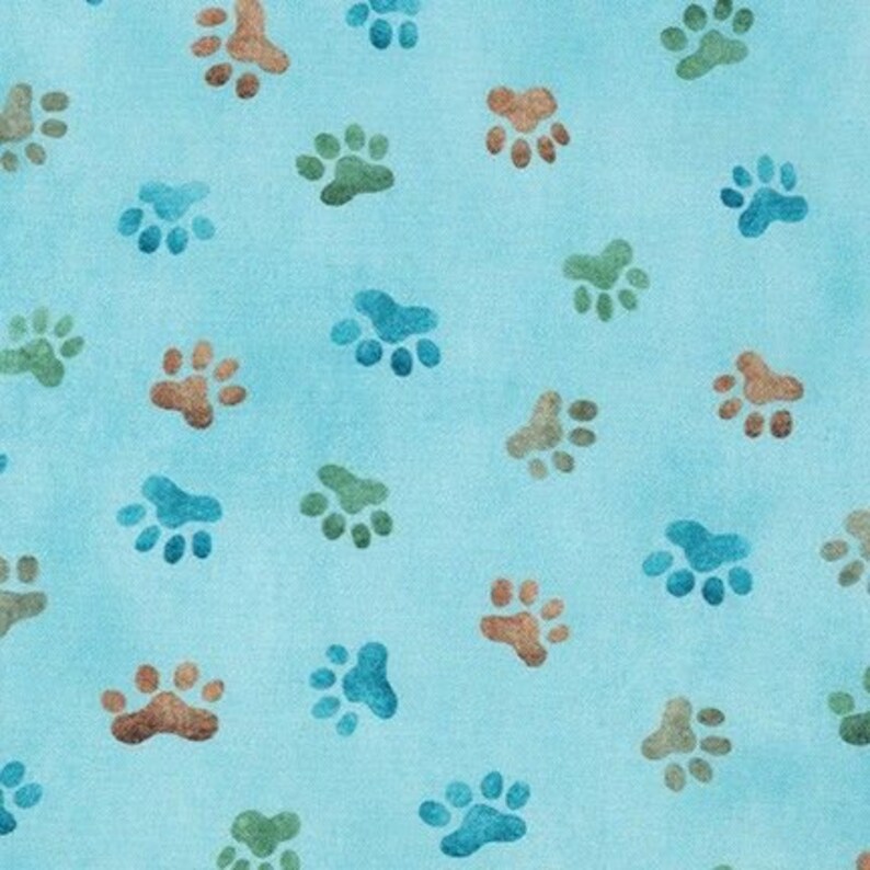 Whiskers & Tails Paw Prints in Dusty Blueby Bob Bowdige for - Etsy