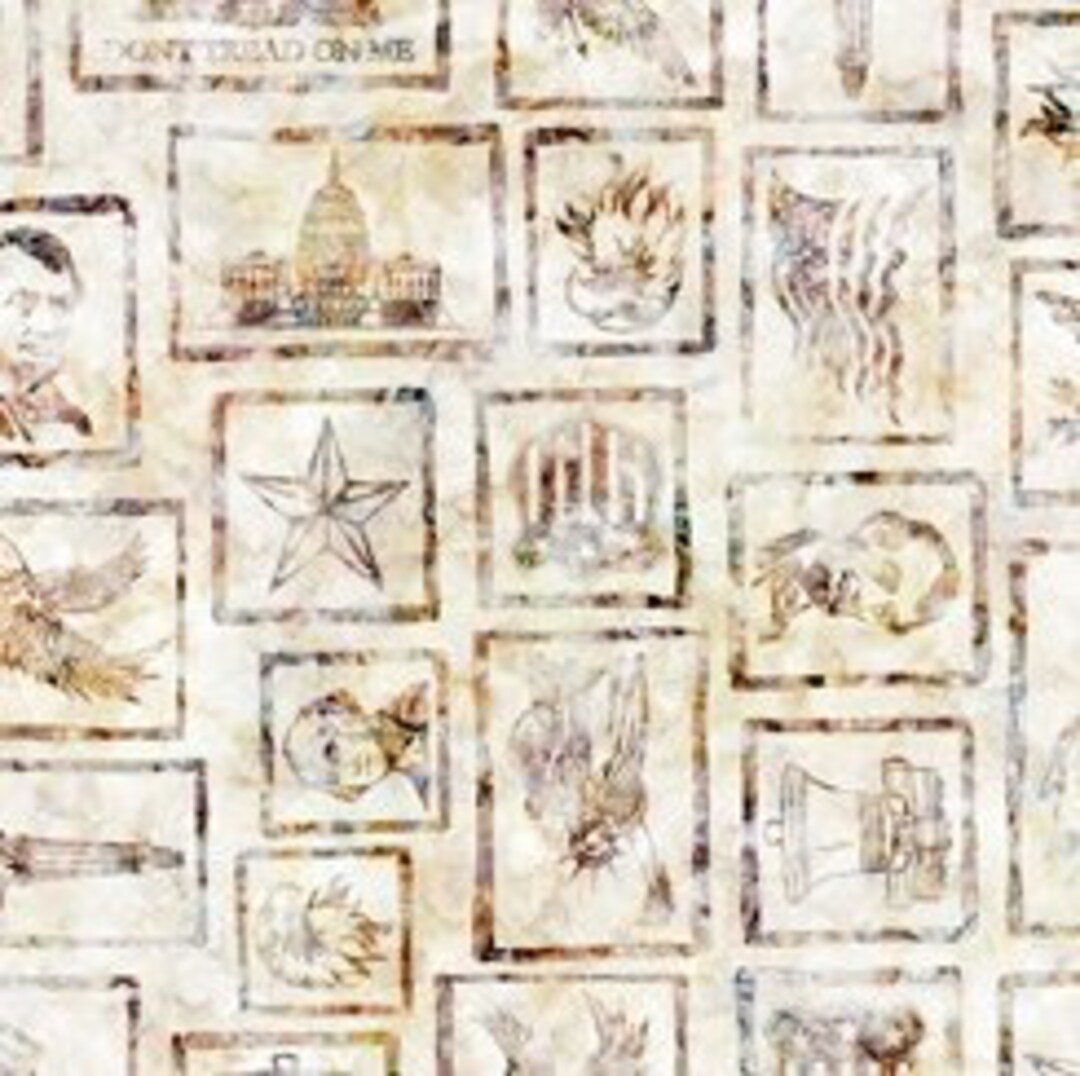 Liberty Glory Freedom Patriotic Tossed Blocks Cream by Dan Morris for ...