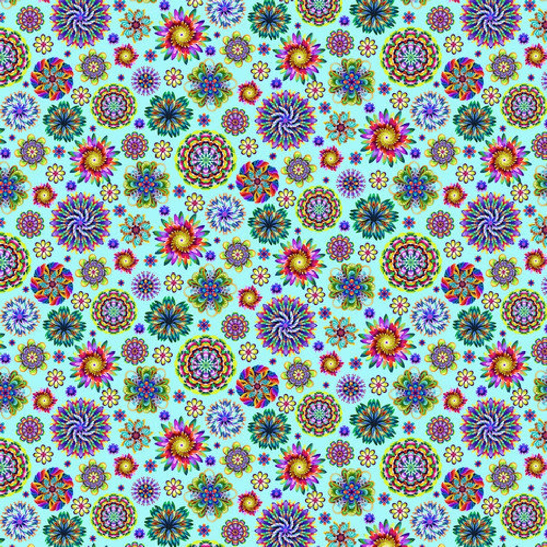 Fractal Forest Digital Medallion Floral in Sky Blue by Art Loft for ...