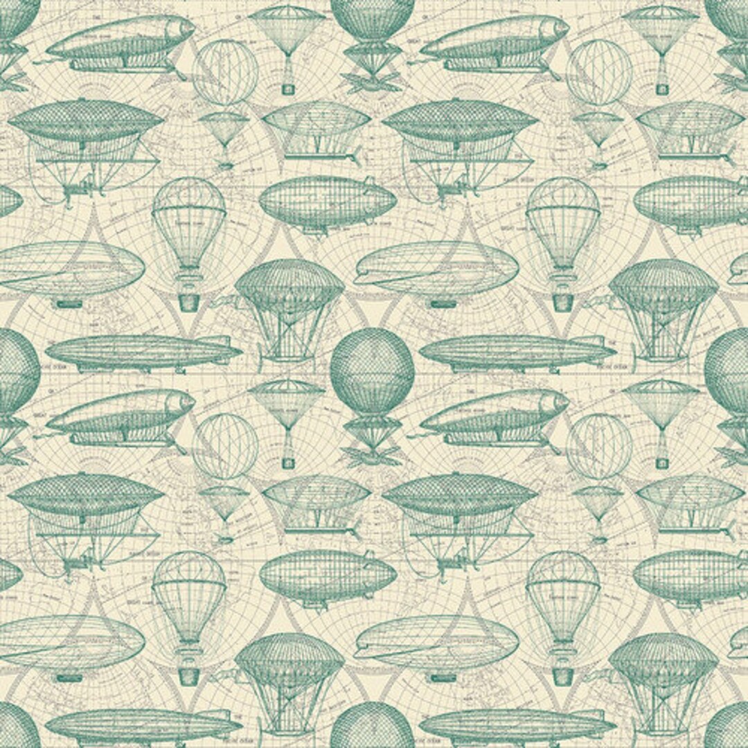 Time Travel Airships Blueprint in Ivory Cream by Urban Essence Designs ...