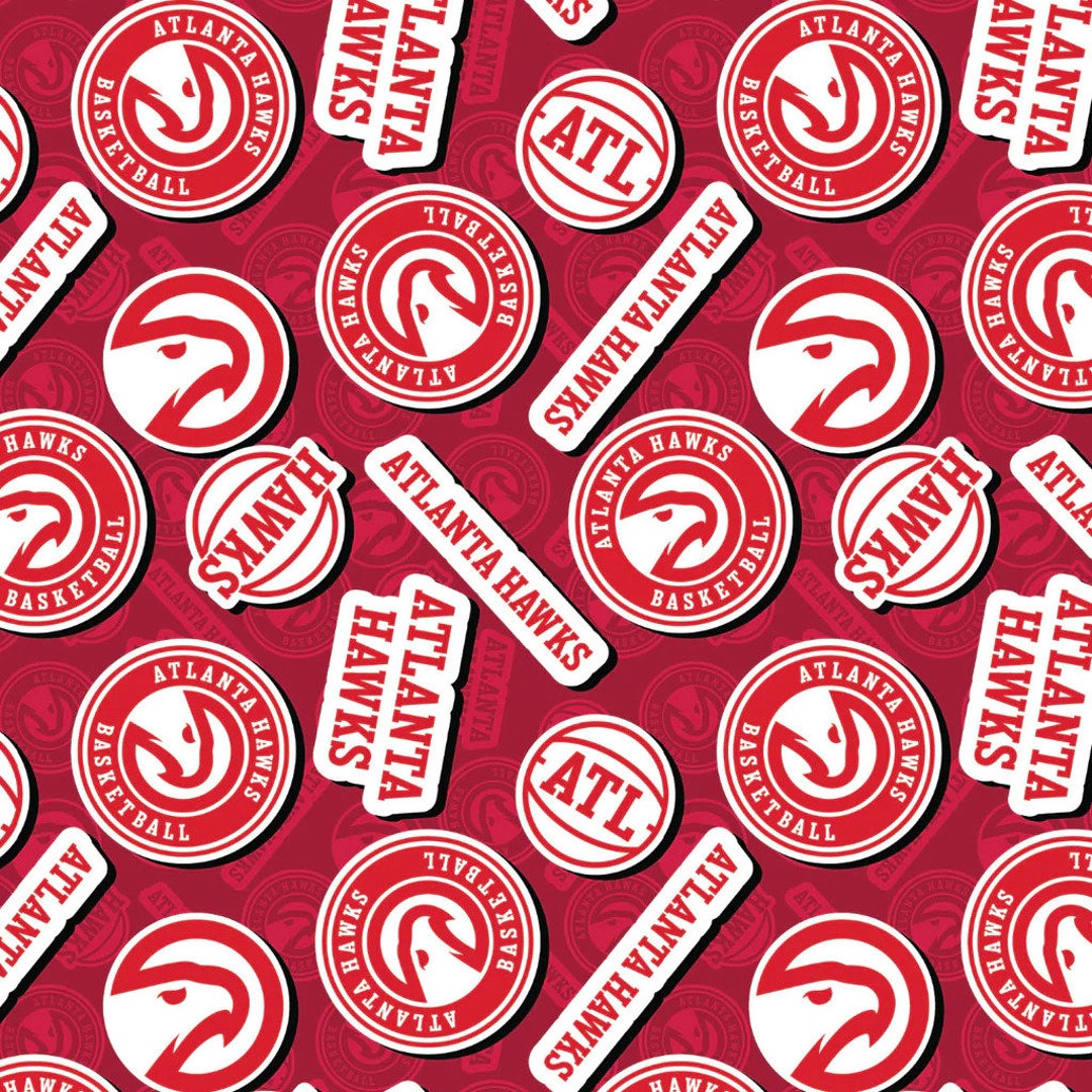 Atlanta Hawks NBA 2023 Sticker Toss in Multi Red by Camelot Fabrics 44 ...