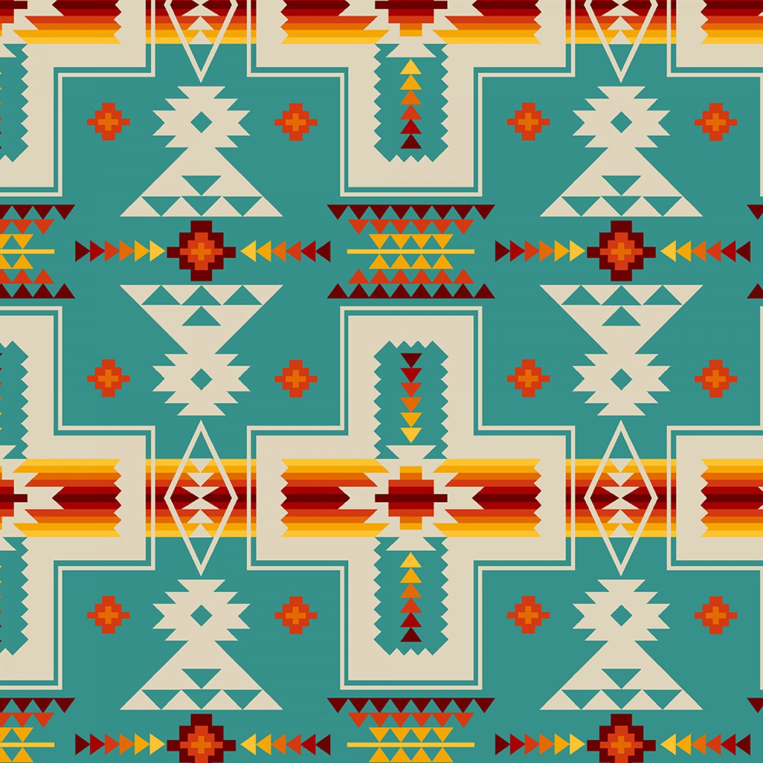Tucson Terracotta Native American Stripe with Turquoise Dream Catchers ...