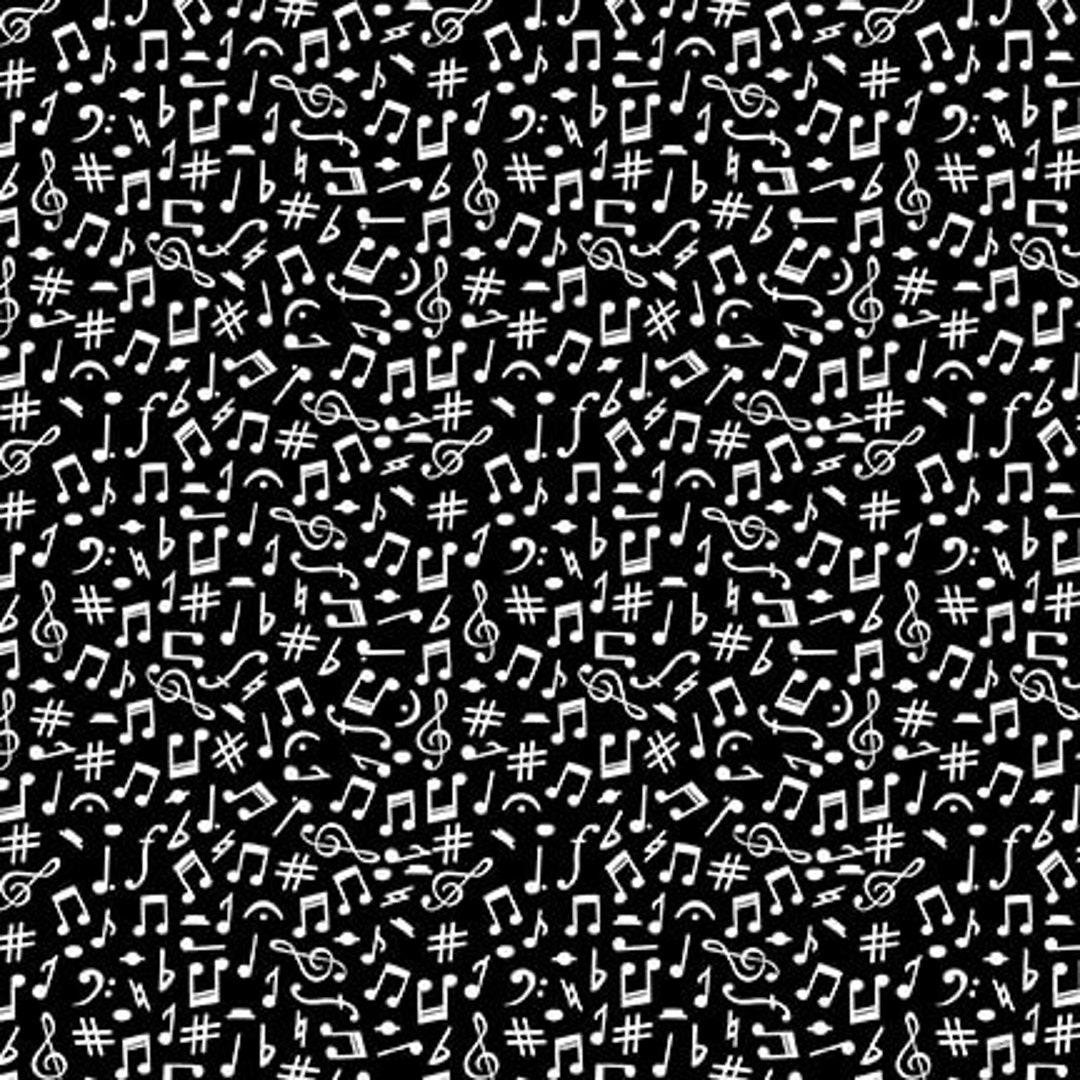 All That Jazz Mini Musical Notes on Black by Ink Studios for Blank ...