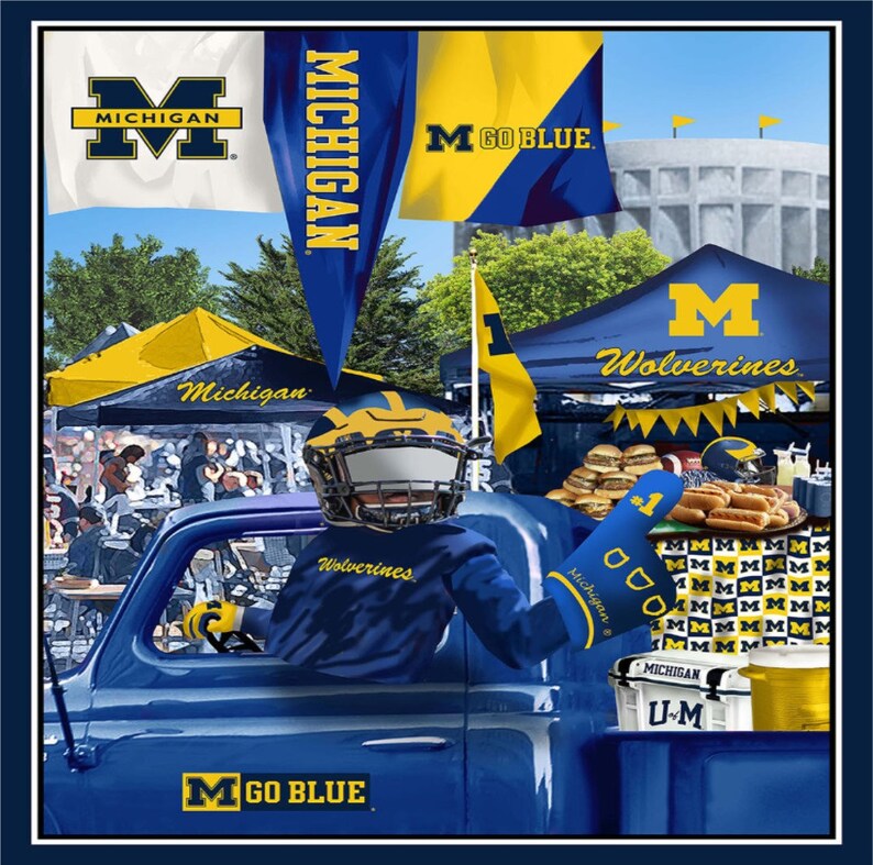 Michigan Wolverines NCAA Tailgate Panel 36 X 43 Inches 100% - Etsy