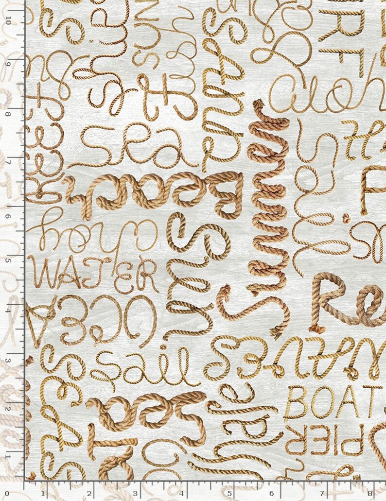 Beach Rope Words on Natural by Timeless Treasures 44 Inches - Etsy