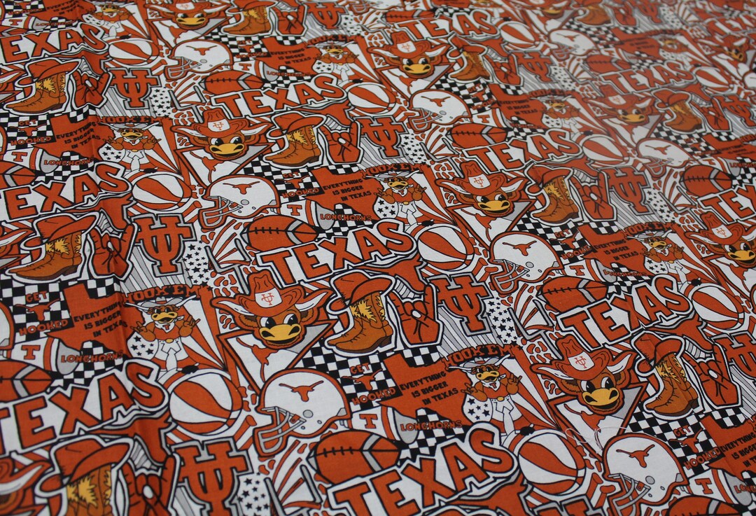 Texas Longhorns NCAA College Pop Art Design 43 Inches Wide 100% Cotton ...