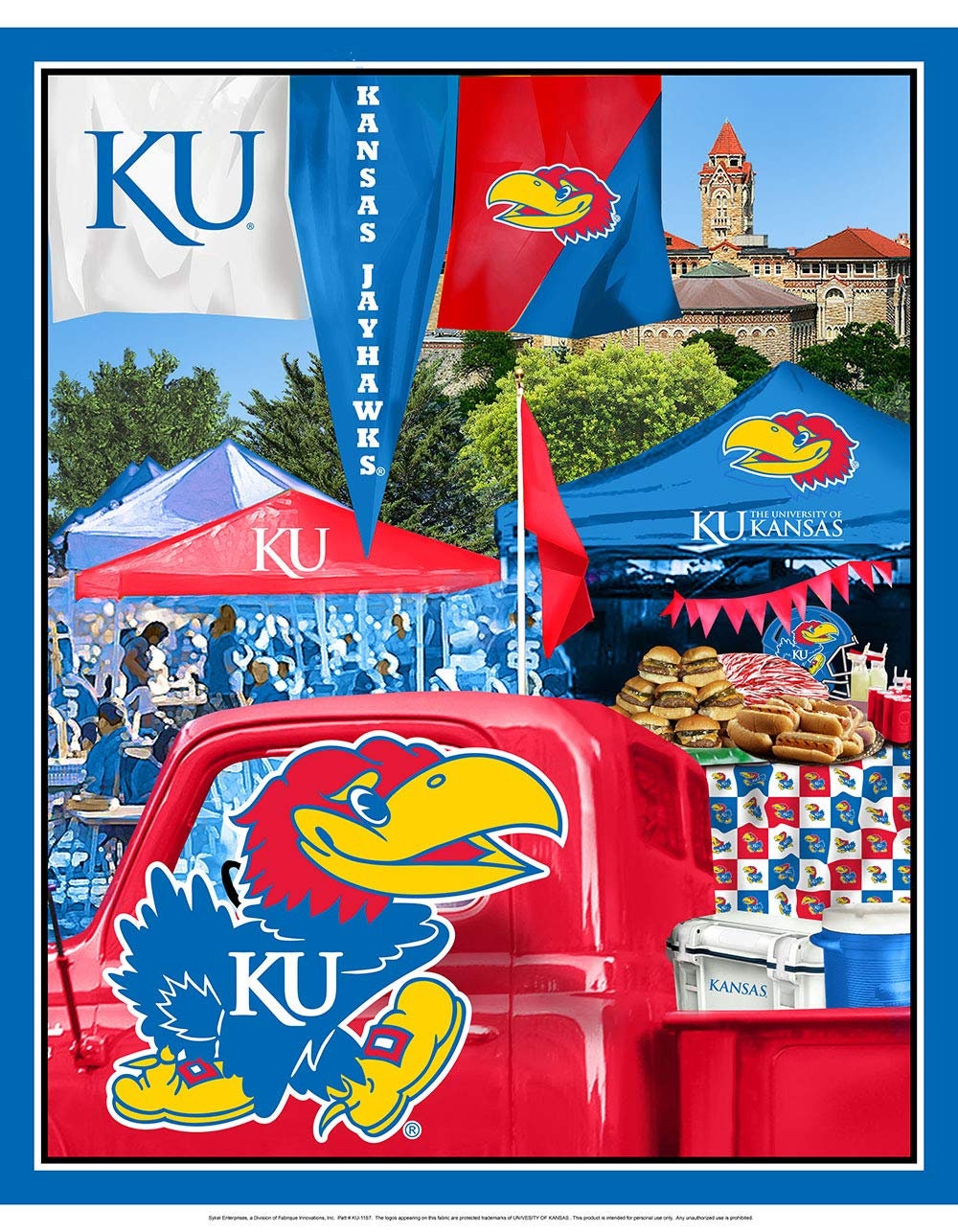 Kansas Jayhawks NCAA KU Tailgate Panel Design 36 X 43 Inches 100% ...