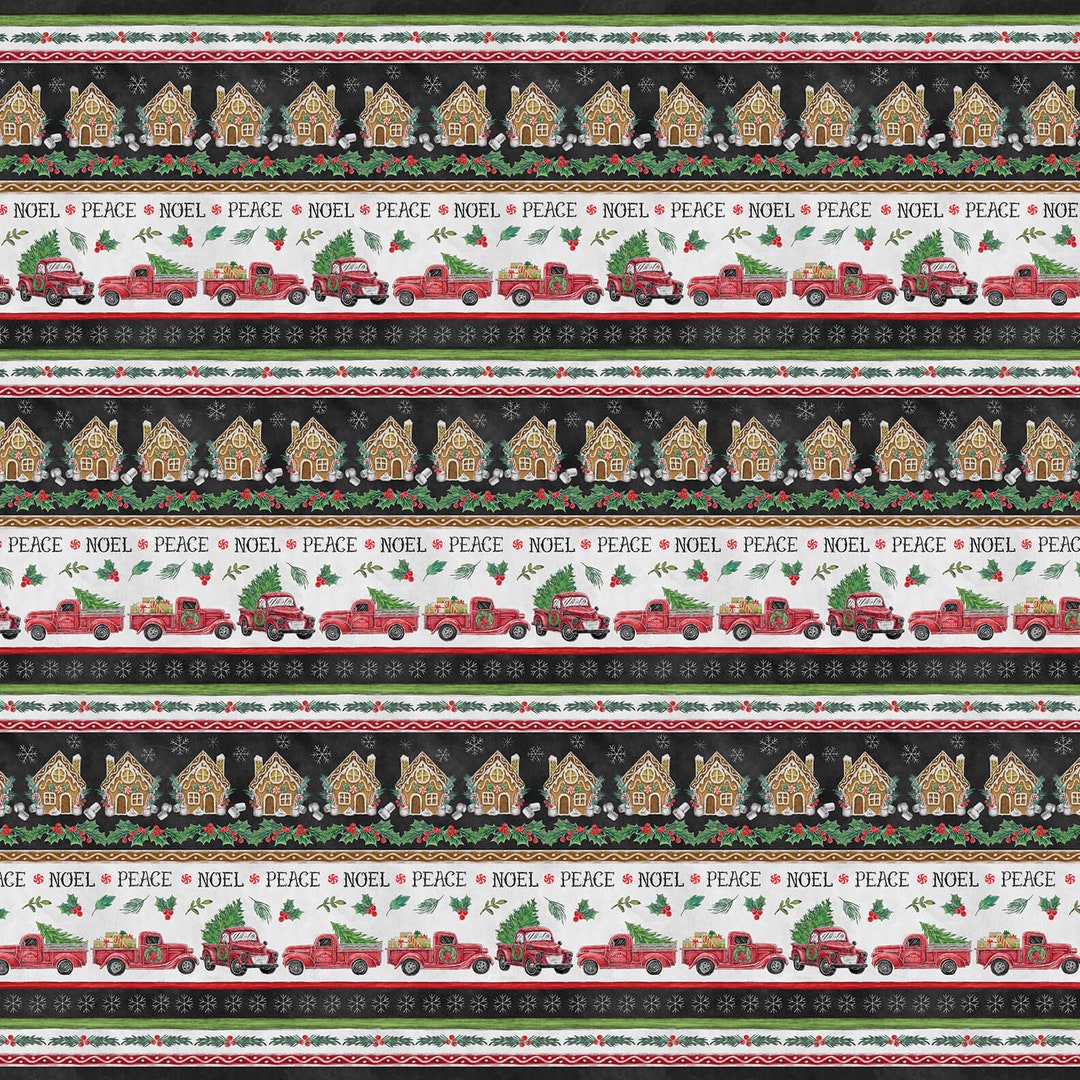 Mistletoe Magic Christmas Border Stripe by Lily Ford for Blank Quilting ...