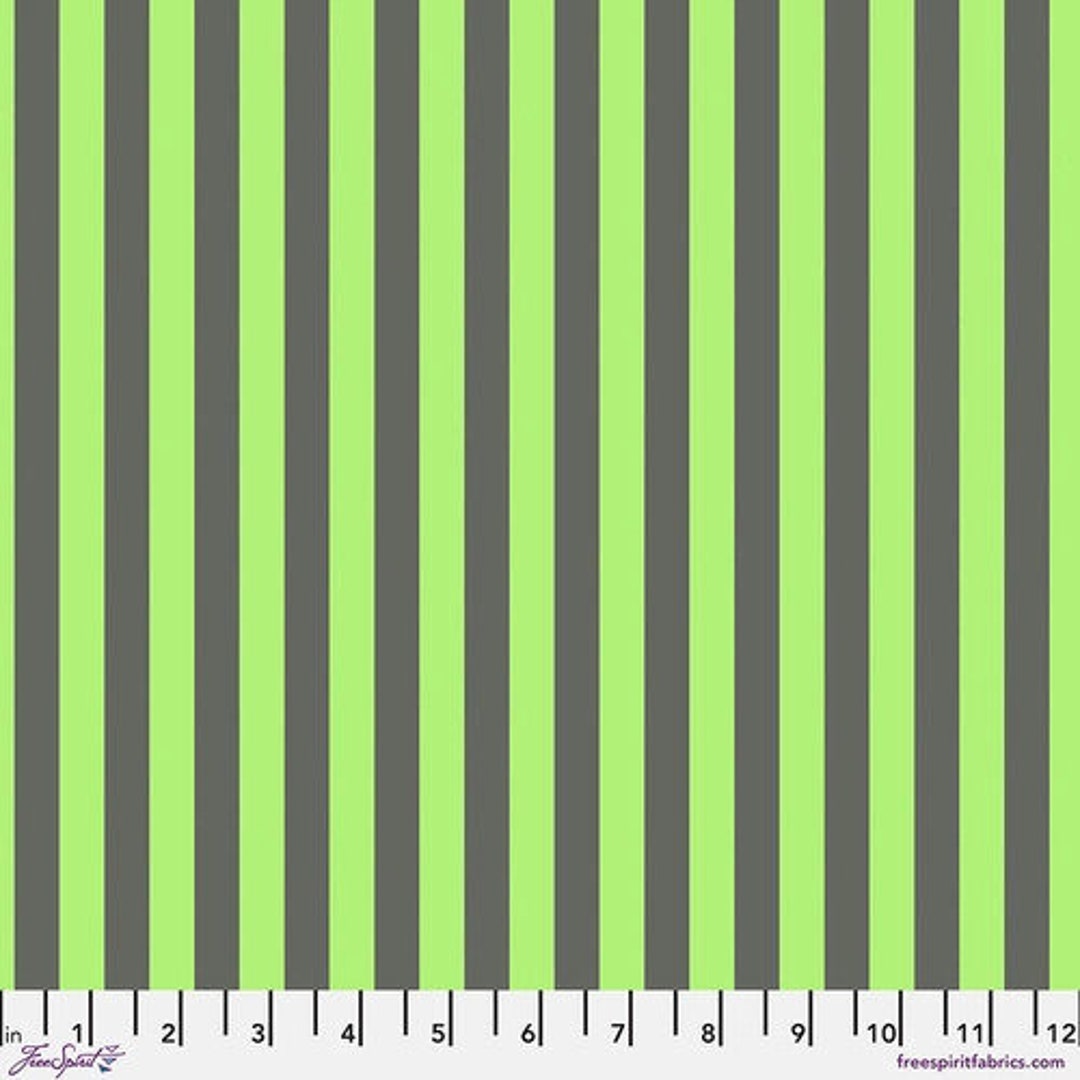 Neon True Colors Neon Tent Stripe in Karma Green by Tula Pink - Etsy