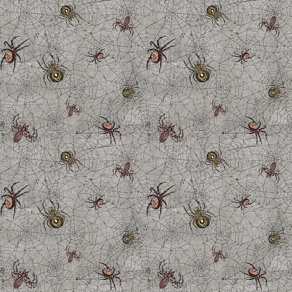 Gray Spiders Fabric - Etsy