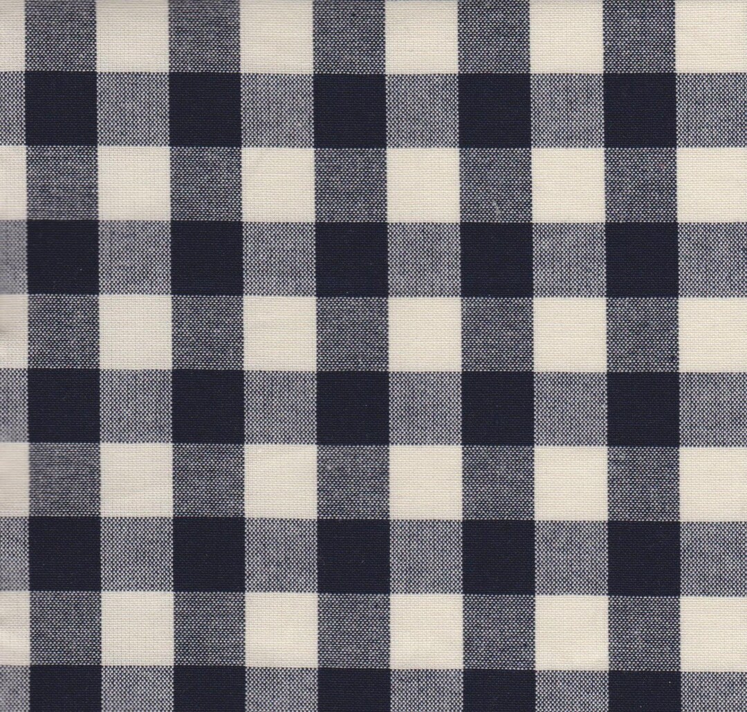 Navy Blue Gingham With White Cabin Check Premium 54 Inches Wide 100% ...