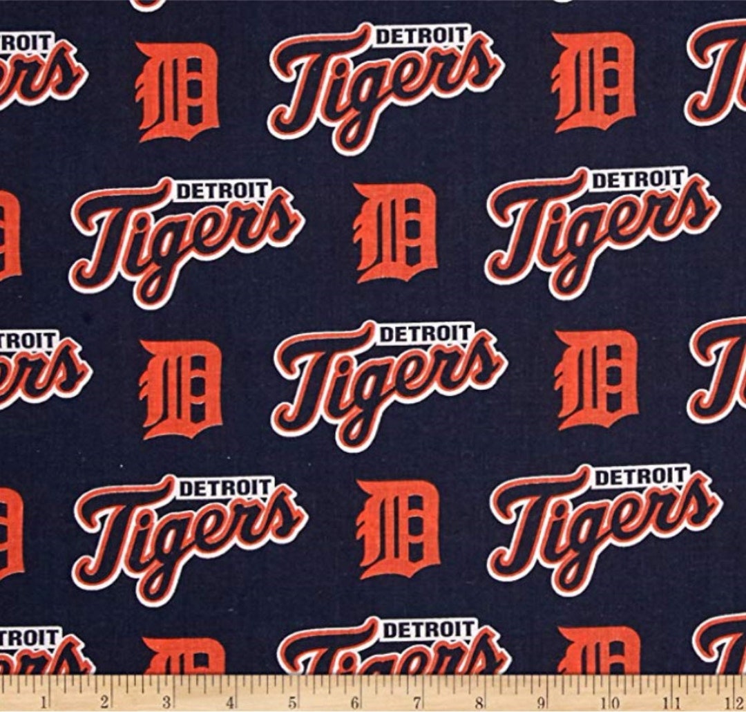 Detroit Tigers MLB Logo Design in Blue by Fabric Traditons 58-60 Inch ...