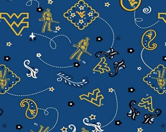 Wvu Fabric | Etsy