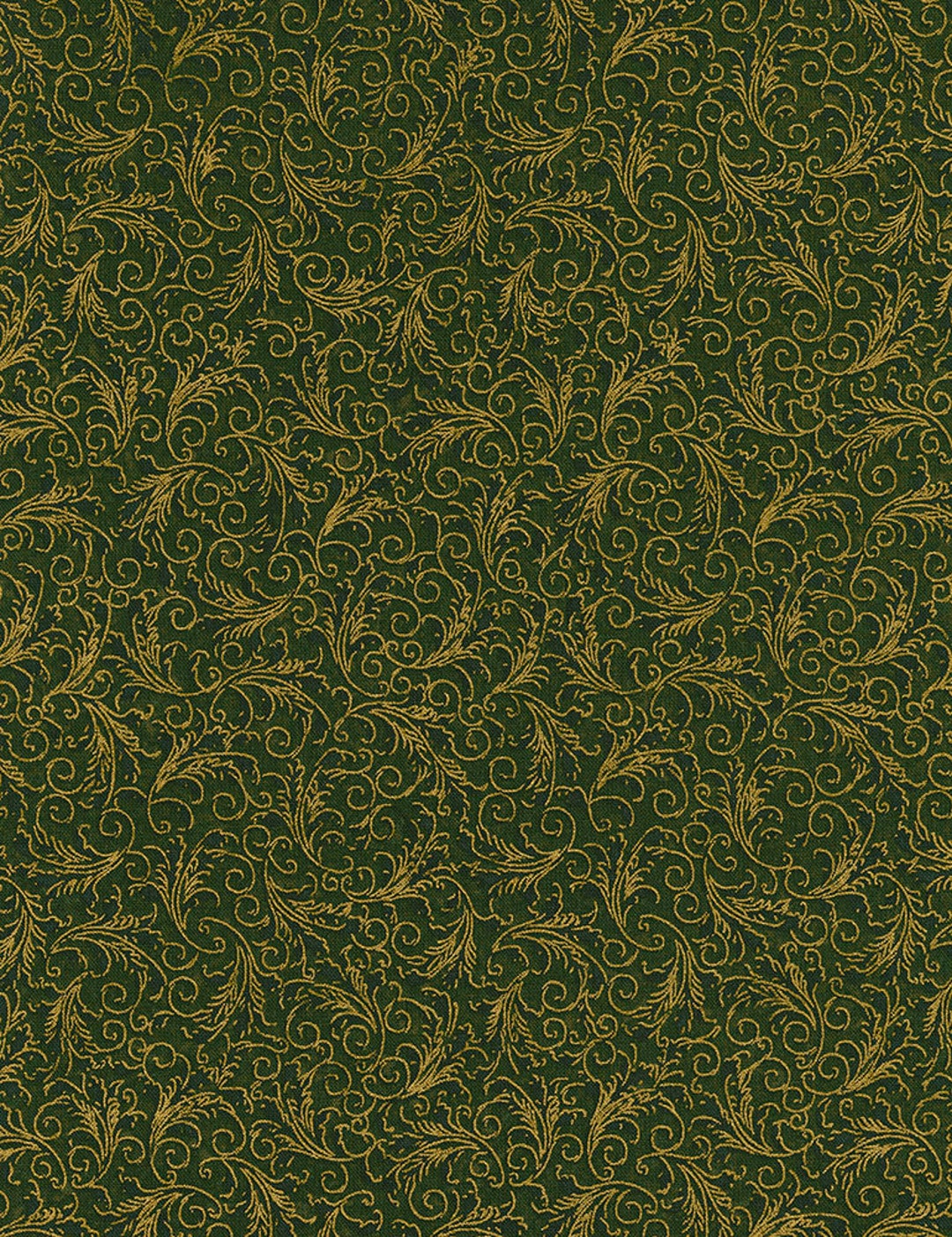 Echo Holiday Blenders Tonal Filigree Green With Gold Design 44 Inches ...