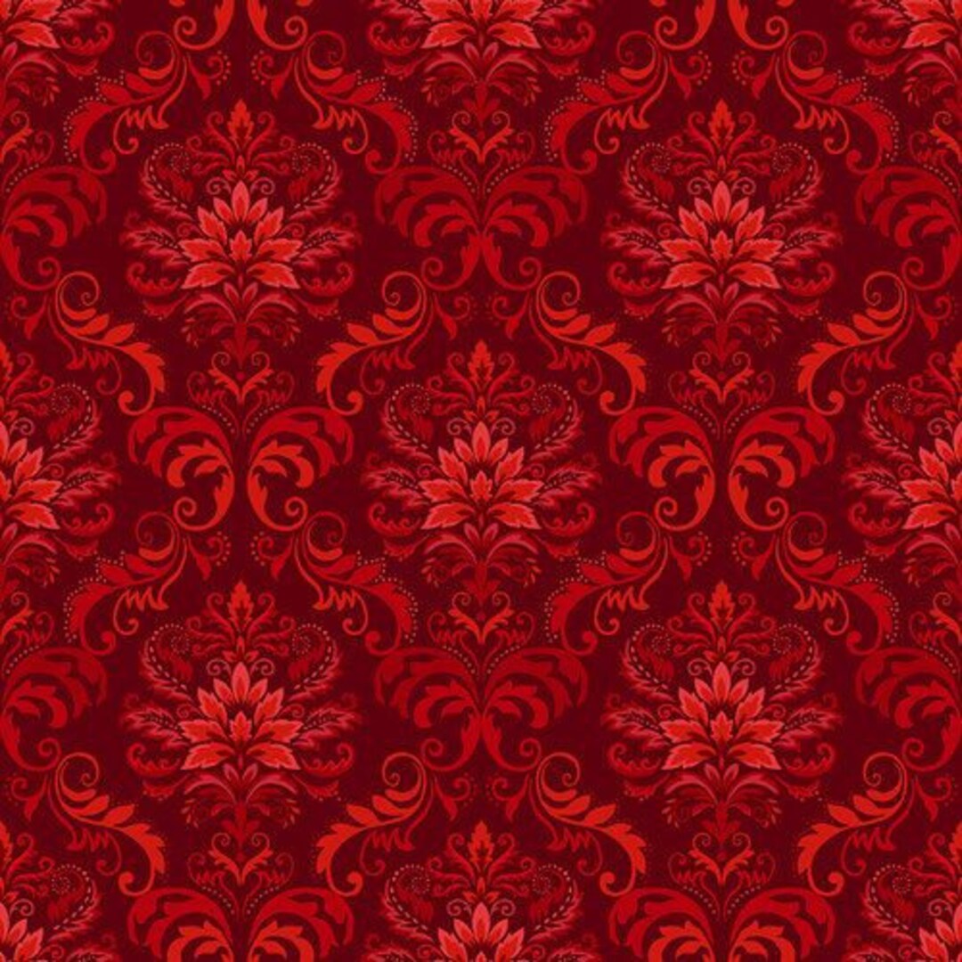 Holly Berry Park Damask Mini in Red by Art Loft for Studio E Fabrics 44 ...