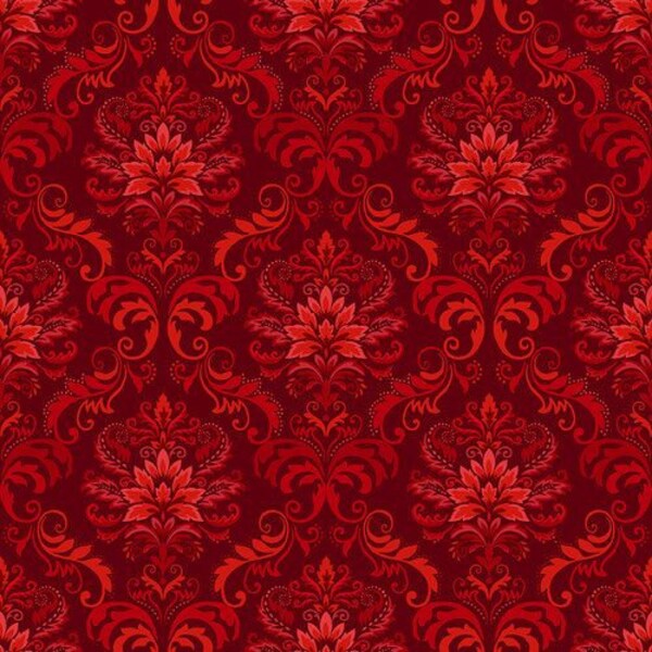 Red Damask Fabric - Etsy